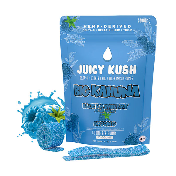Juicy Kush Big Kahuna Sour Belt Gummies | 5000mg | Delta 8 Resellers
